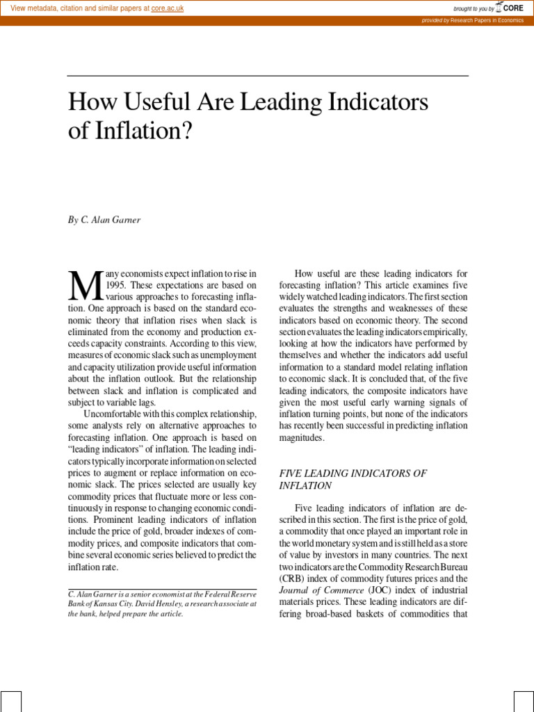 Evaluating Leading Indicators of Inflation | PDF | Inflation | Consumer ...