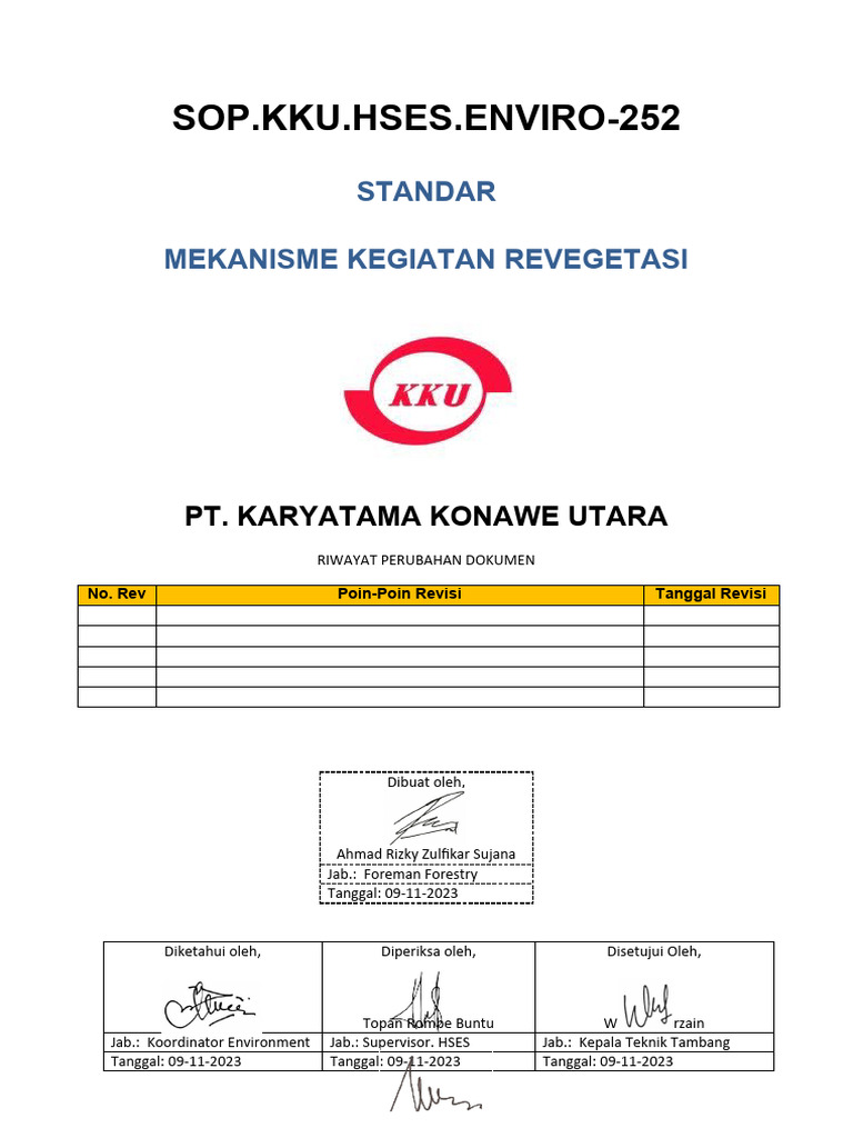 SOP Revegetasi PT. Karyatama | PDF