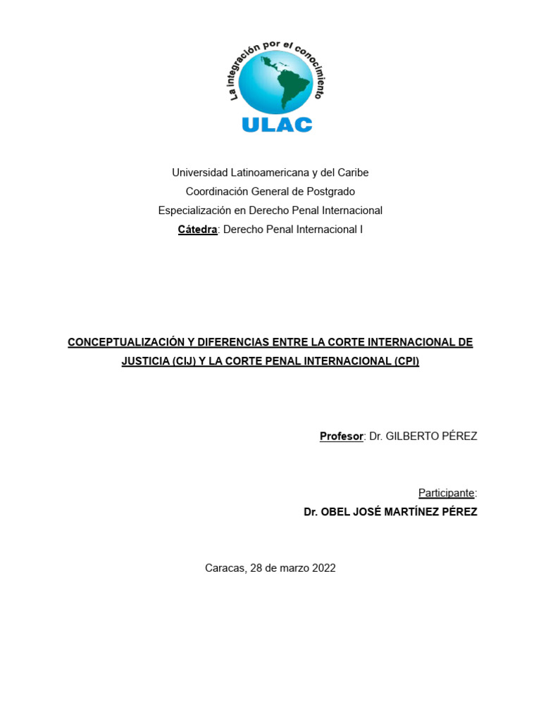 TRABAJO 3 - Conceptualización de La CIJ y CPI | Descargar gratis PDF ...