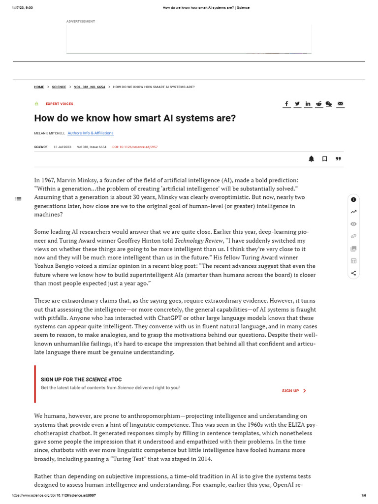 How Do We Know How Smart AI Systems Are - Science | PDF | Artificial ...