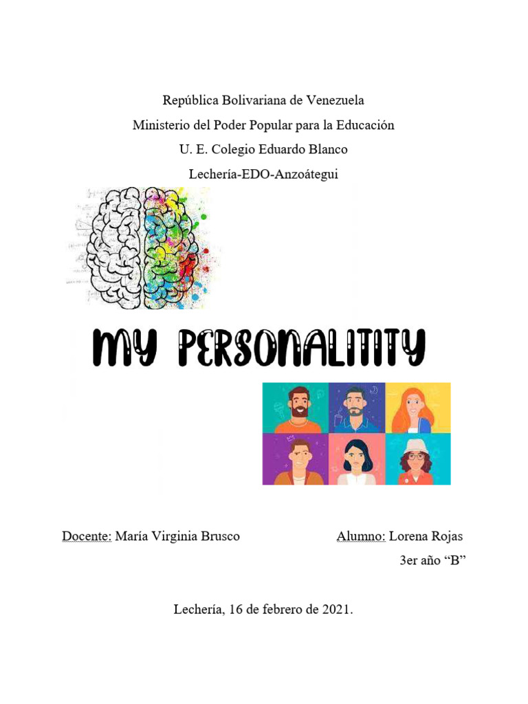 My Personality by Lorena Rojas. | PDF | Extraversion And Introversion | Cognitive Science
