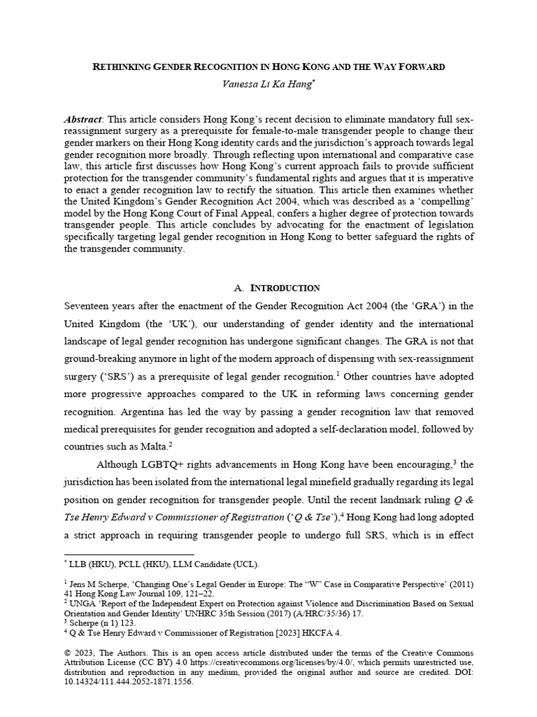 Laj-1556-Li Ka Hang | PDF | Transgender | LGBTQIA+ Studies