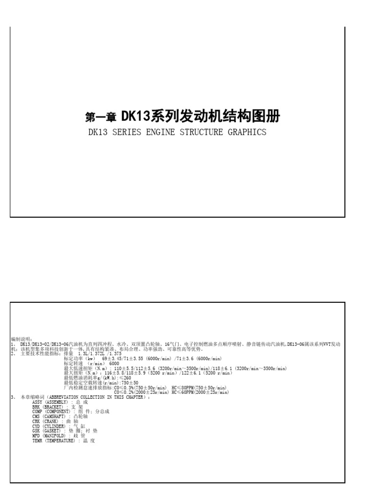2 CHAPTER 1 DK13 SERIES ENGINE STRUCTURE GRAPHICS 第一章 (发动机结构图册（DK13系列 ...