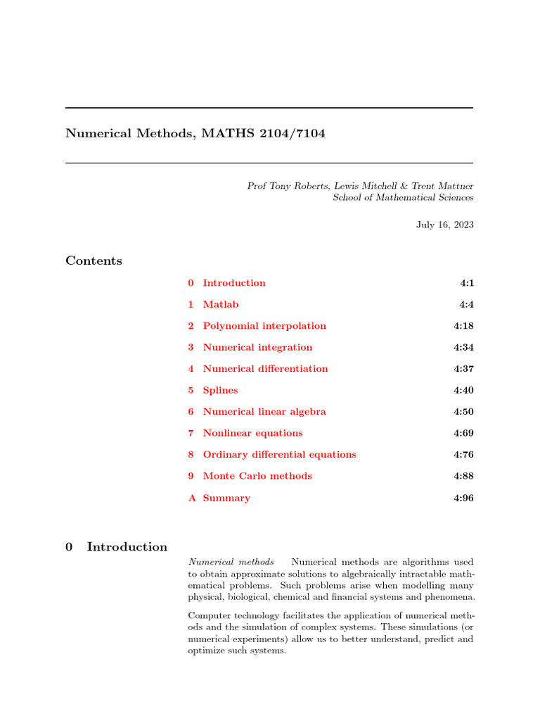 Numerical Methods Course Notes | PDF | Numerical Analysis | Equations