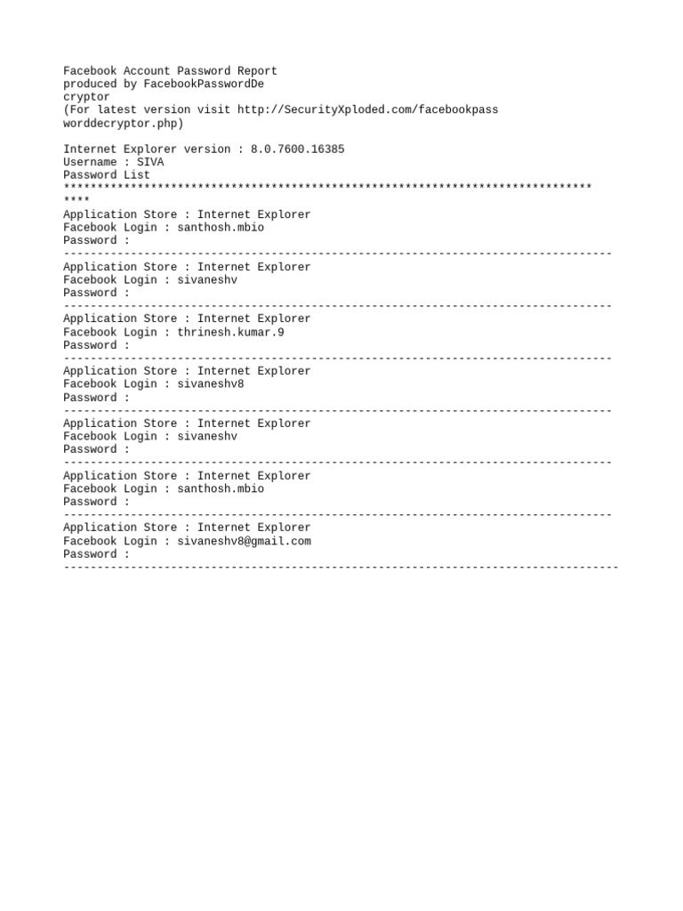 Facebook Password List | PDF | Password | Login