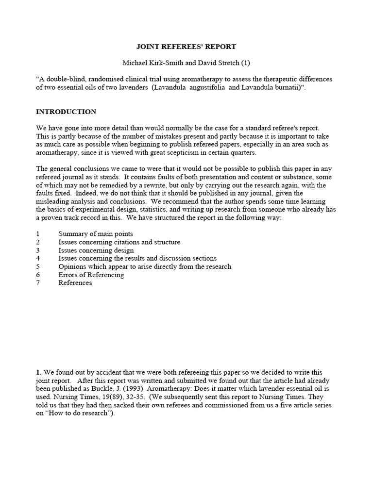 Buckle - JOINT REFEREES' REPORT A Double-Blind, Randomised Clinical ...