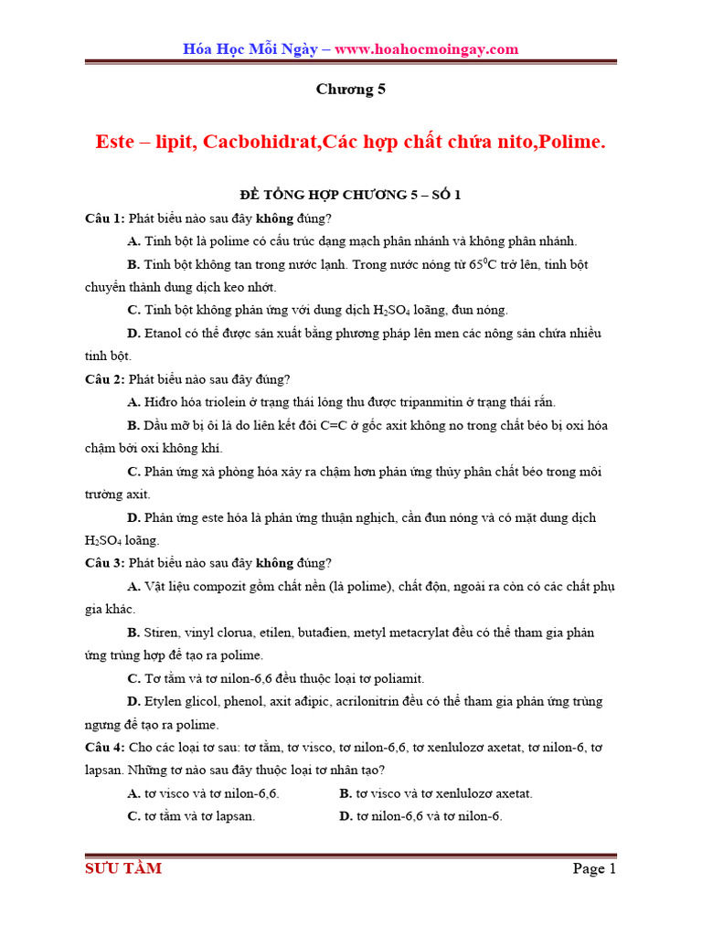 13.chuyen de Este Cacbohydrat Polime | PDF