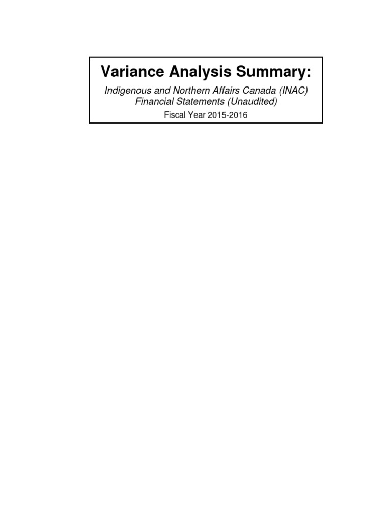 INAC 2015-2016 Financial Variance Analysis | PDF | Expense | Balance Sheet