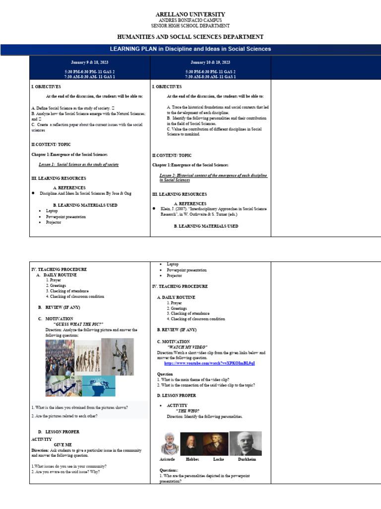 DISS-LESSON-PLAN-1-.sir Jan Mark - Docx1 | PDF | Science | Social Sciences