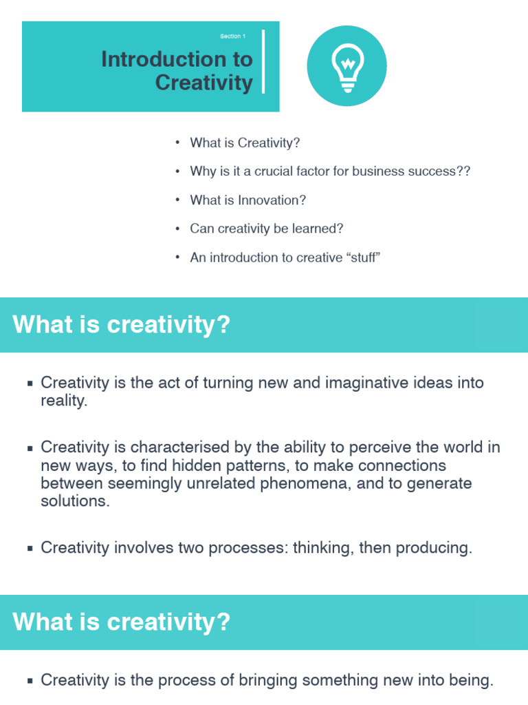 Introduction To Creativity | PDF | Creativity