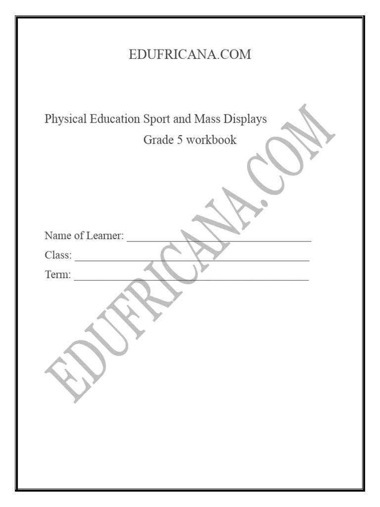 Grade 5 Physical Education Workbook | PDF | Medical Specialties ...