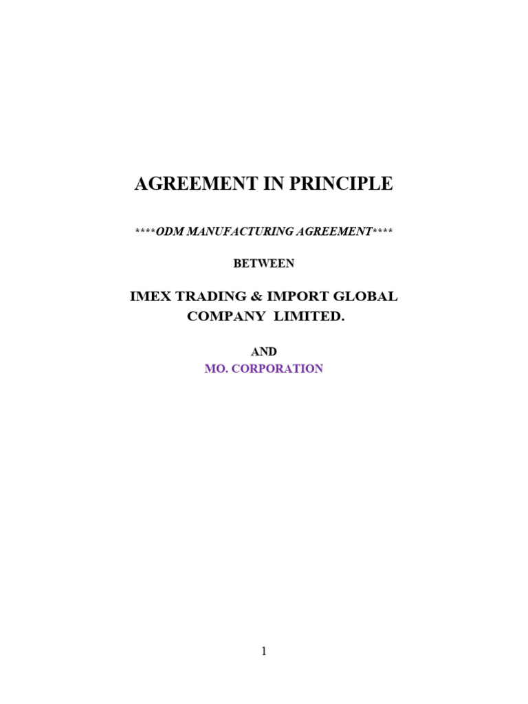 Odm Agreement in Principle | PDF | Arbitration | Private Law
