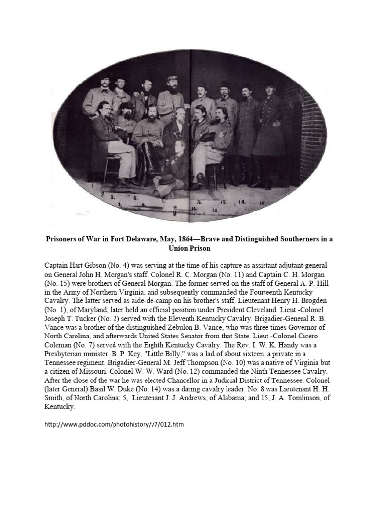 Fort Delaware Civil War Prisoners List | PDF