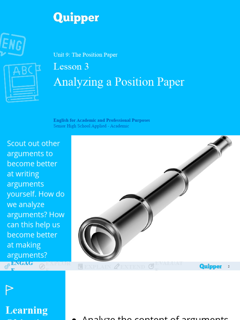 EAP 11 - 12 - UNIT 9 - LESSON 3 - Analyzing A Position Paper | PDF ... EAP 11 - 12 - UNIT 9 - LESSON 3 - Analyzing A Position Paper | PDF ...