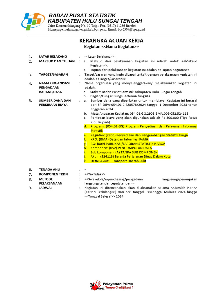 Rancangan KAK | PDF | Teknologi & Rekayasa