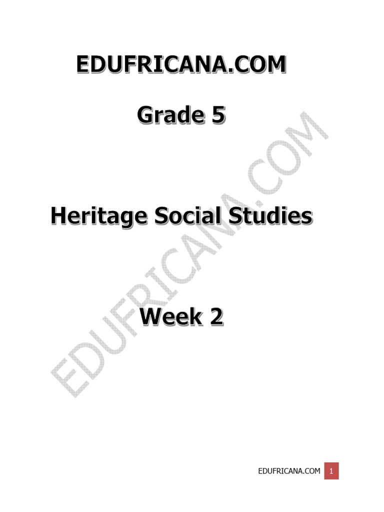 Primary School Heritage Grade 5 Week 2 Workbook | PDF | Human Migration | Immigration