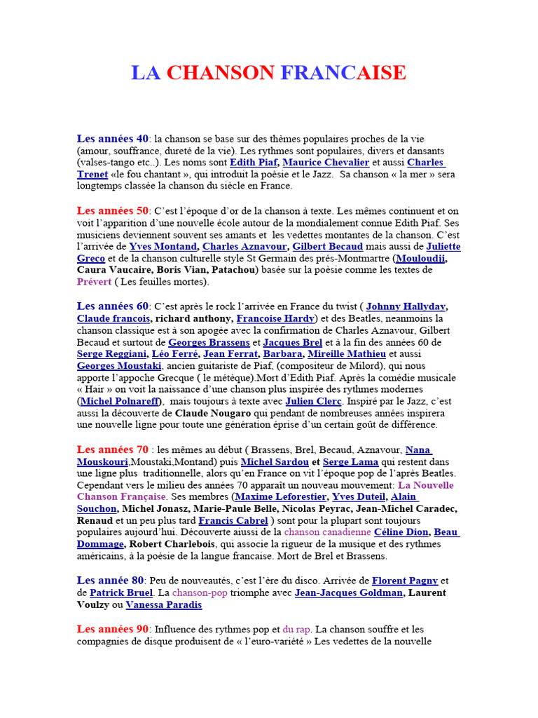 La Chanson Francaise | PDF