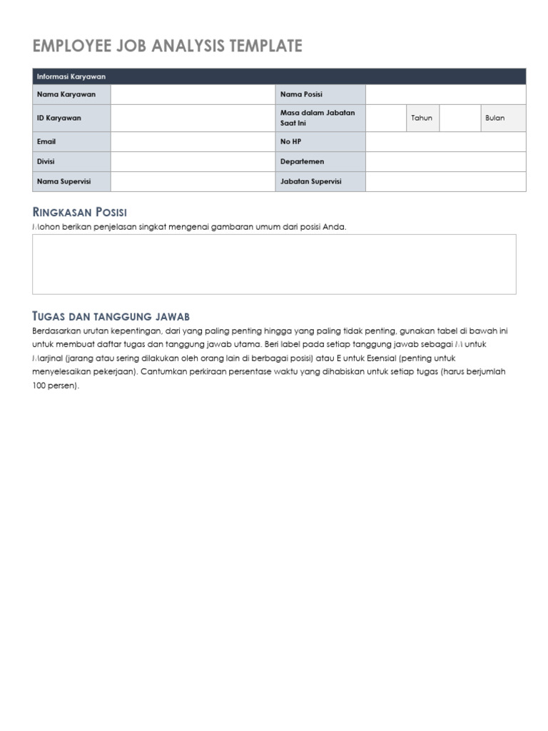 655af7caf4d3d4dd5642962f - Employee Job Analysis Template | PDF