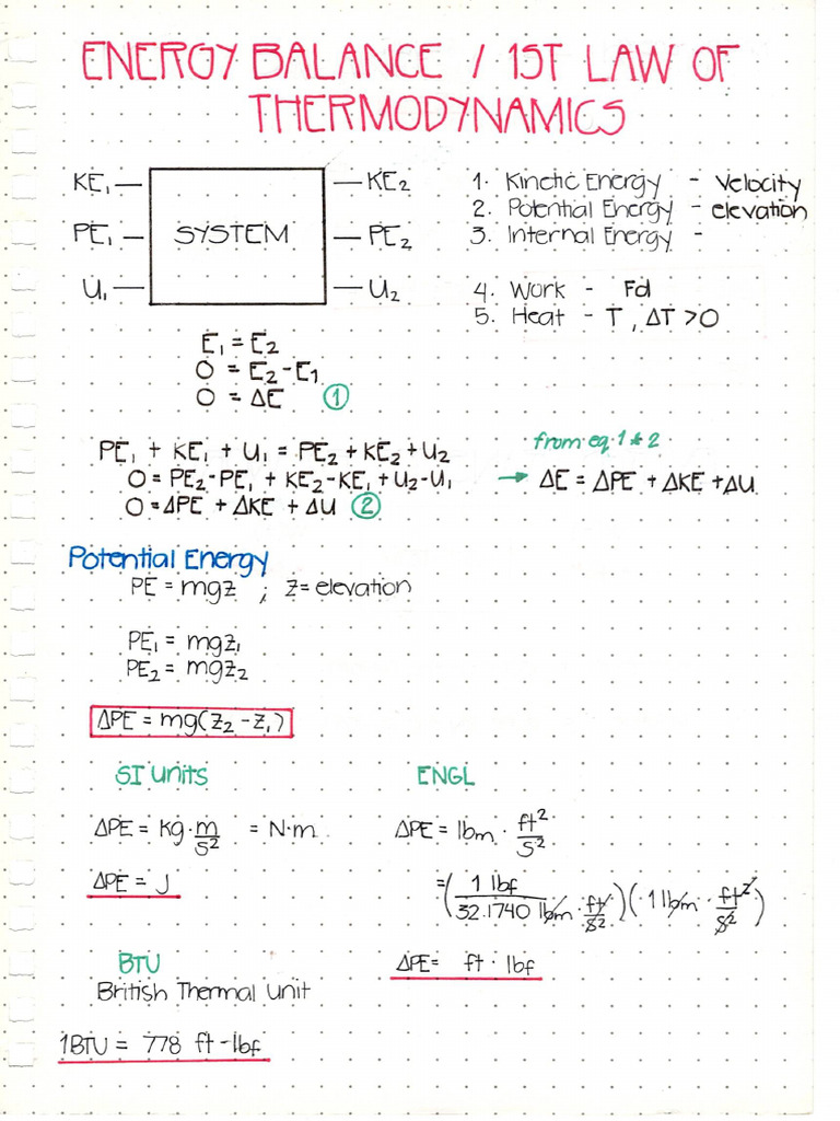 First Law of Thermodynamics - Energy Balance | PDF