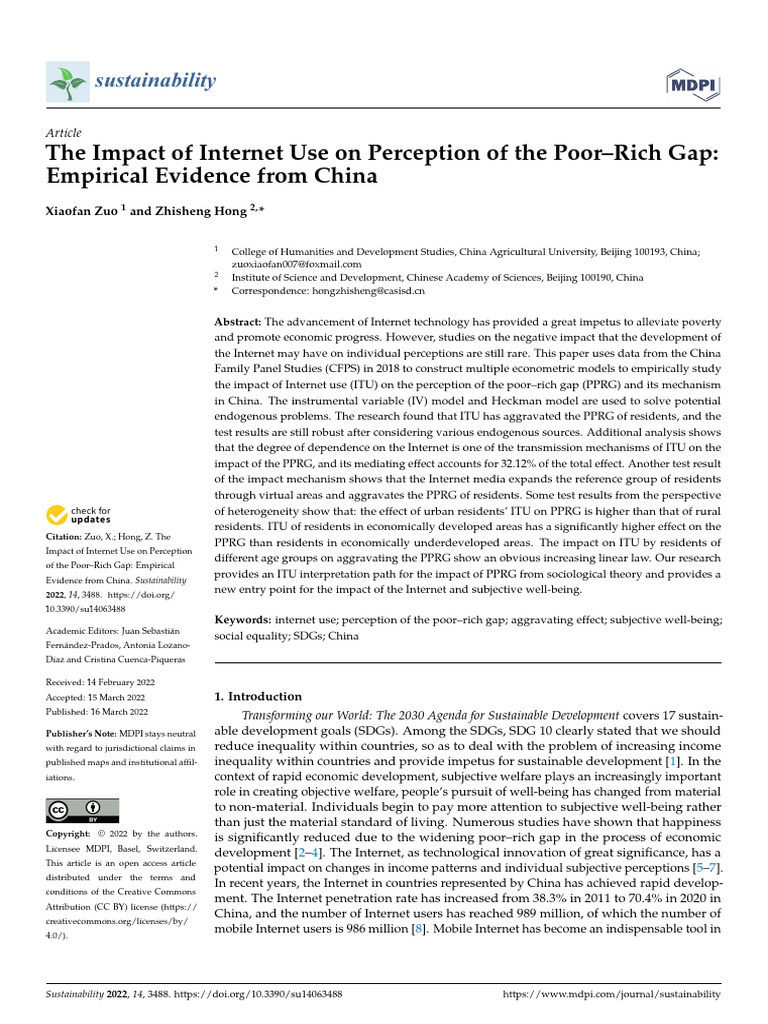 The Impact of Internet Use On Perception of The Poor-Rich Gap ...