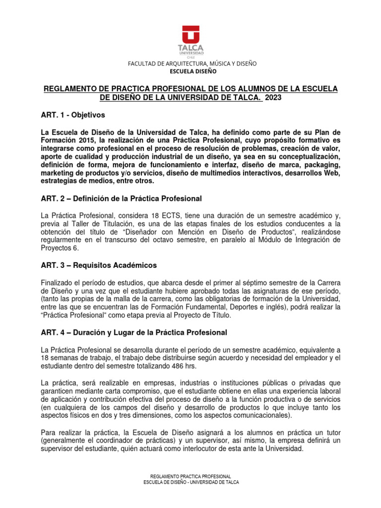 Reglamento de Practica Profesional 2023 | PDF | Diseño | Business