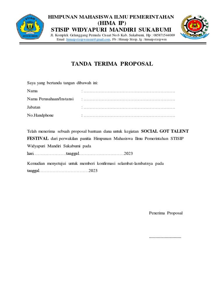 Contoh Tanda Terima Proposal | PDF | Ilmu Sosial
