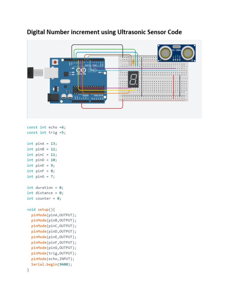 Ultrasonic-Sensor-and-Servo-Motor-Code | PDF | Computer Engineering | Electrical Engineering