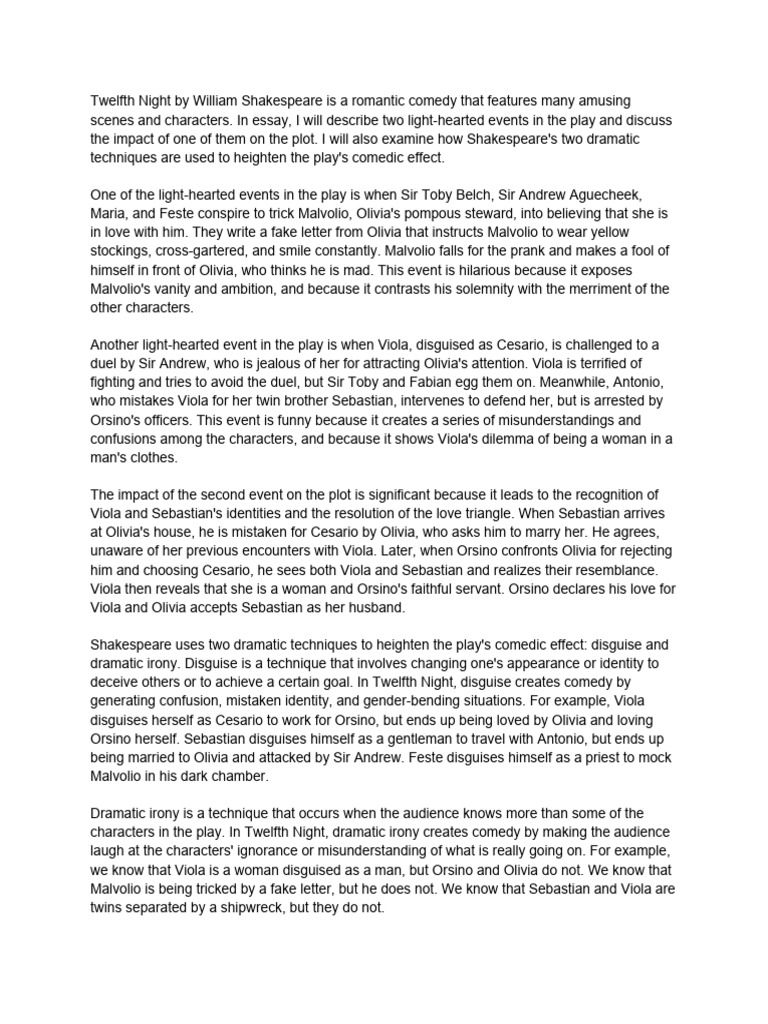 Twelth Night Review | PDF | Twelfth Night | Shakespearean Comedies