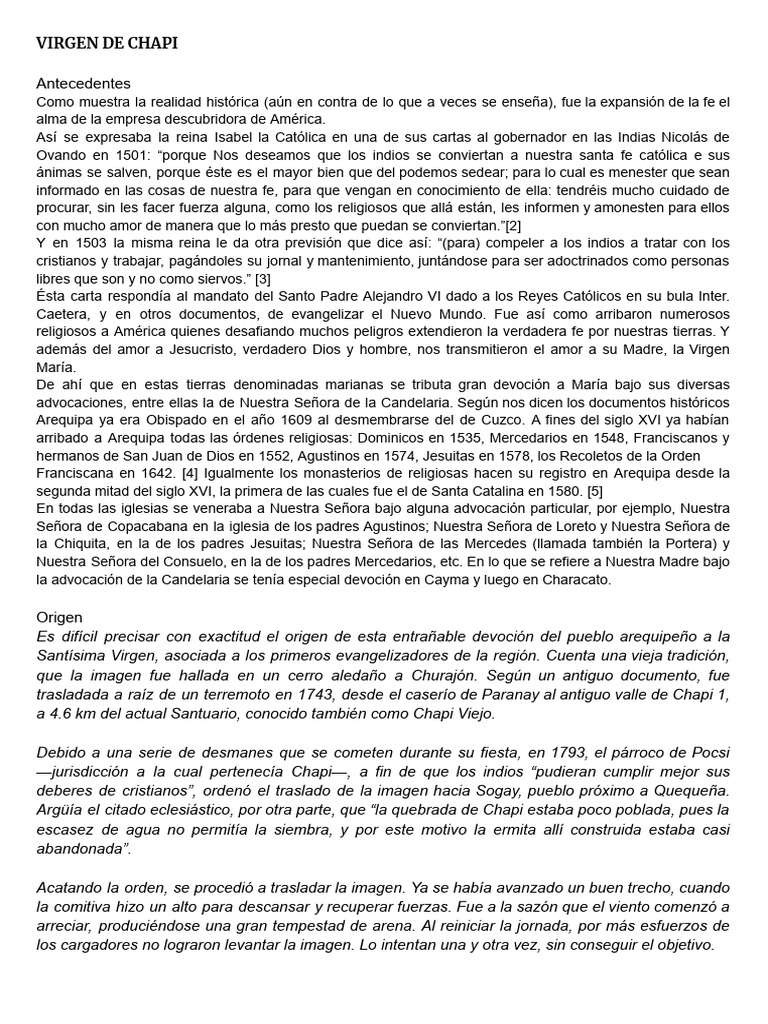 Virgen de Chapi | PDF | María, madre de Jesús