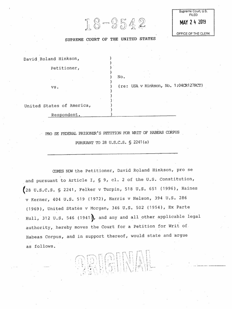 David Roland Hinkson vs USA. | PDF
