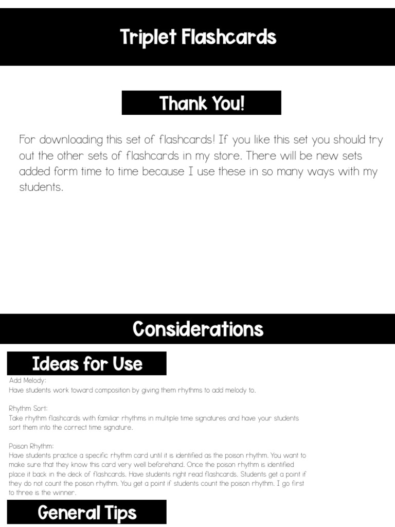Triplet Flashcards: Thank You! | PDF | Pedagogy | Flashcard