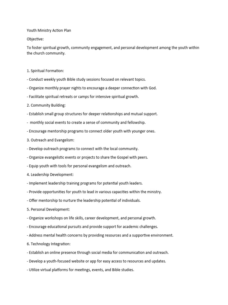 Youth Ministry Action Plan Overview | PDF | Community | Mentorship