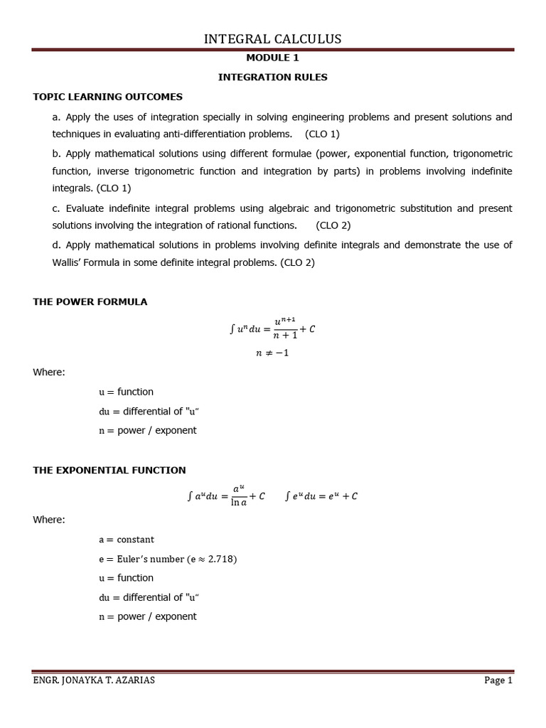1.2 Basic Integration Rules Part 1 | PDF | Integral | Function (Mathematics)