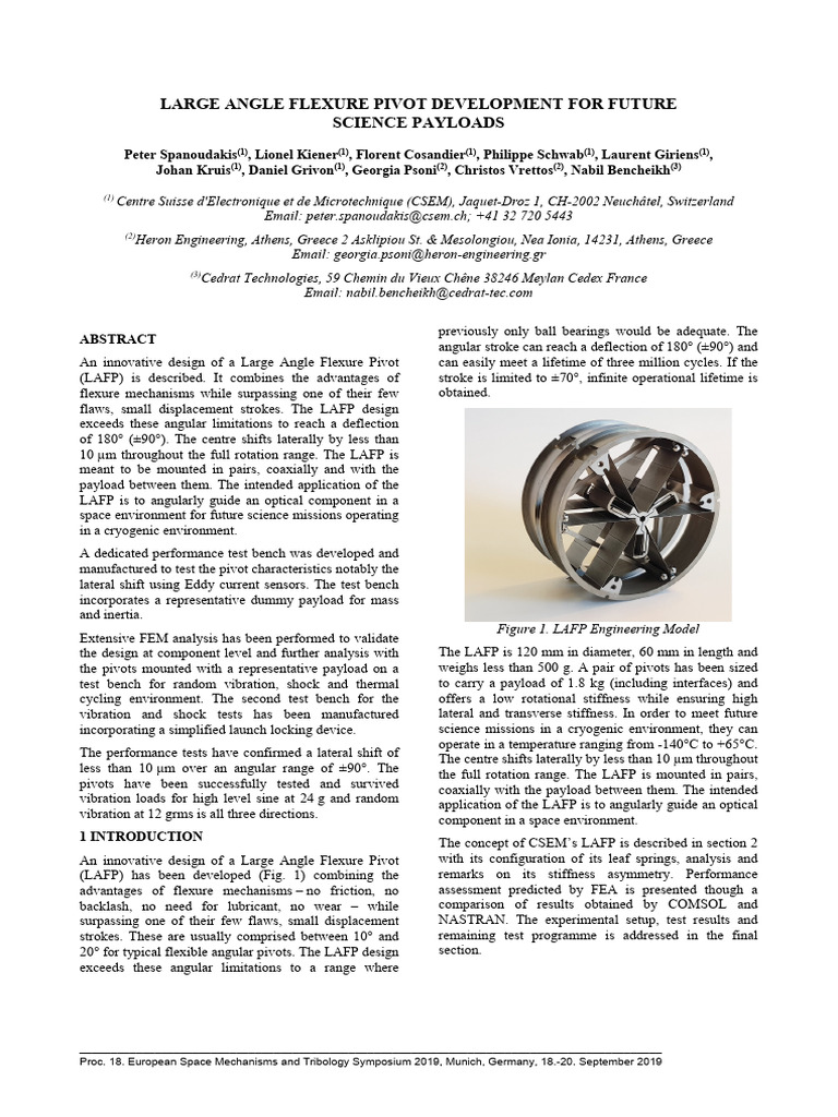 Large Angle Flexure Pivot Development For Future Science Payloads | PDF | Finite Element Method ...