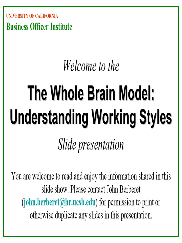 Whole Brain Model Overview | PDF | Critical Thinking | Theory
