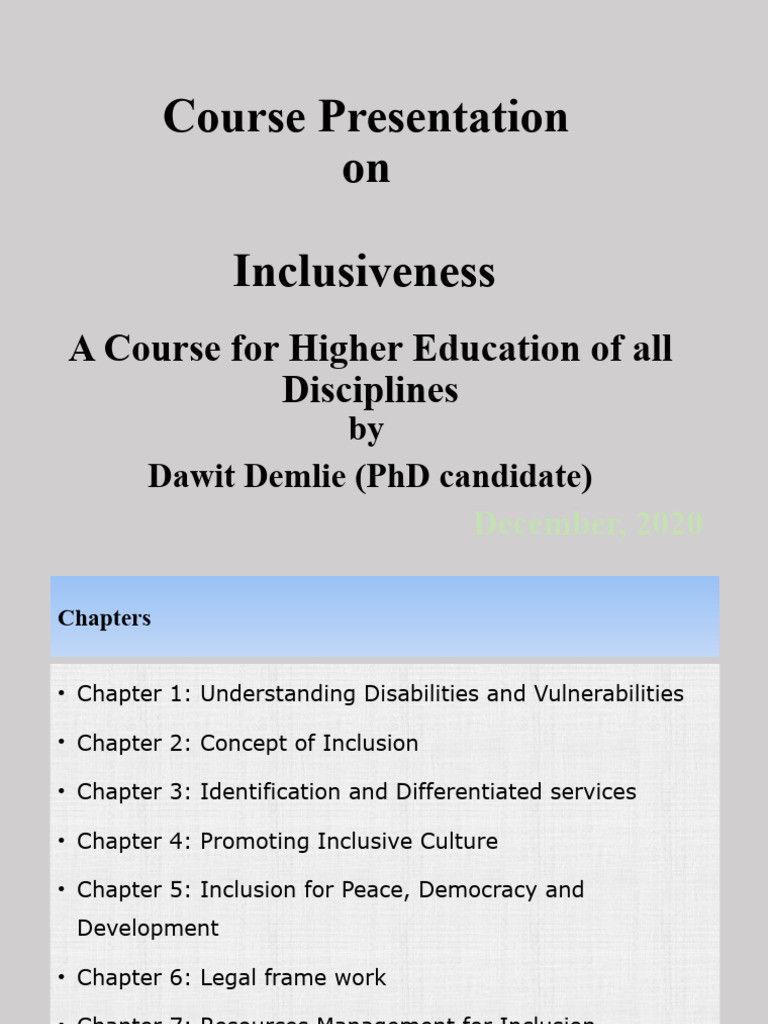 Inclusiveness (Chapter 1 & 2) | PDF | Inclusion (Education) | Disability