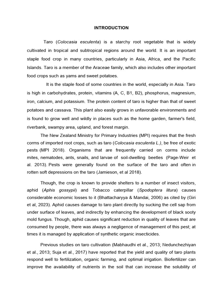 Taro Farming System Thesis | PDF