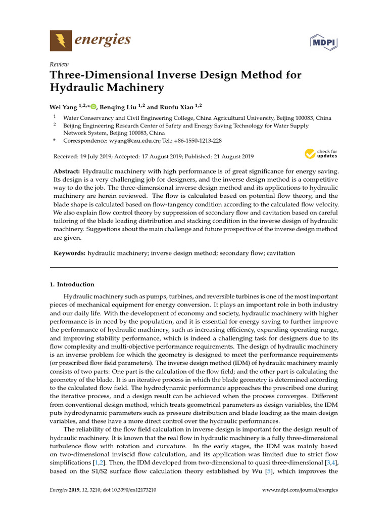 Three-Dimensional Inverse Design Method For Hydraulic Machinery | PDF ...
