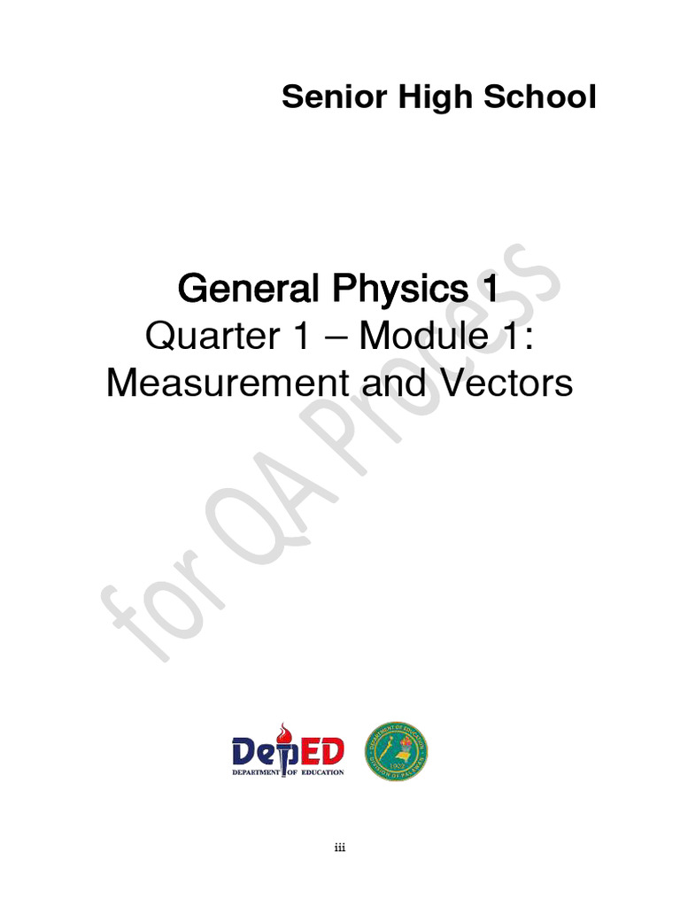 Senior General Physics 1 Module 1 For Printing | PDF | Euclidean Vector | Accuracy And Precision