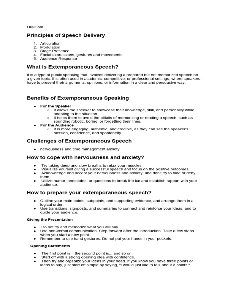 Extemporaneous Speech Guide | PDF | Information | Speech