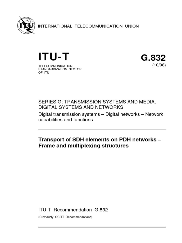 T Rec G.832 199810 I!!pdf e | PDF | Itu T | Electronics