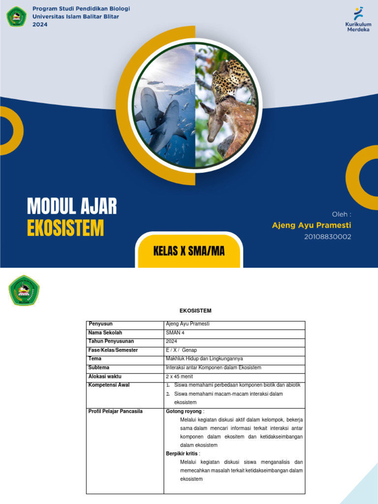 Modul Ajar Ekosistem (2024) | PDF
