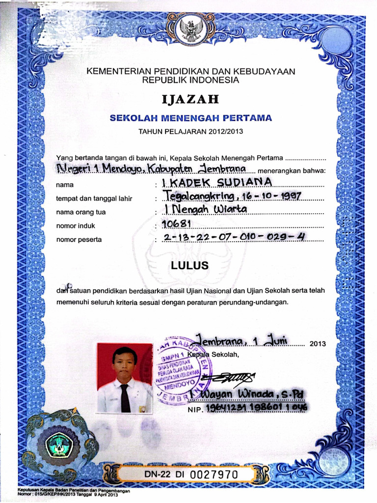 Ijazah SMP | PDF