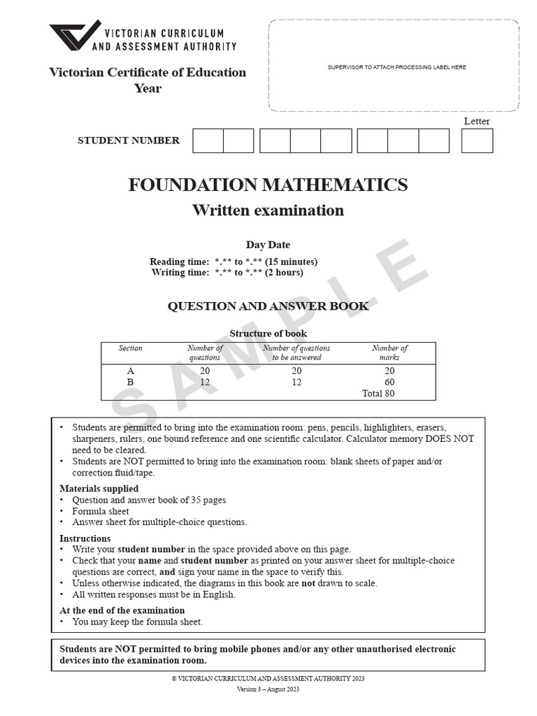 Foundation Math Sample W | PDF | Nutrition Facts Label