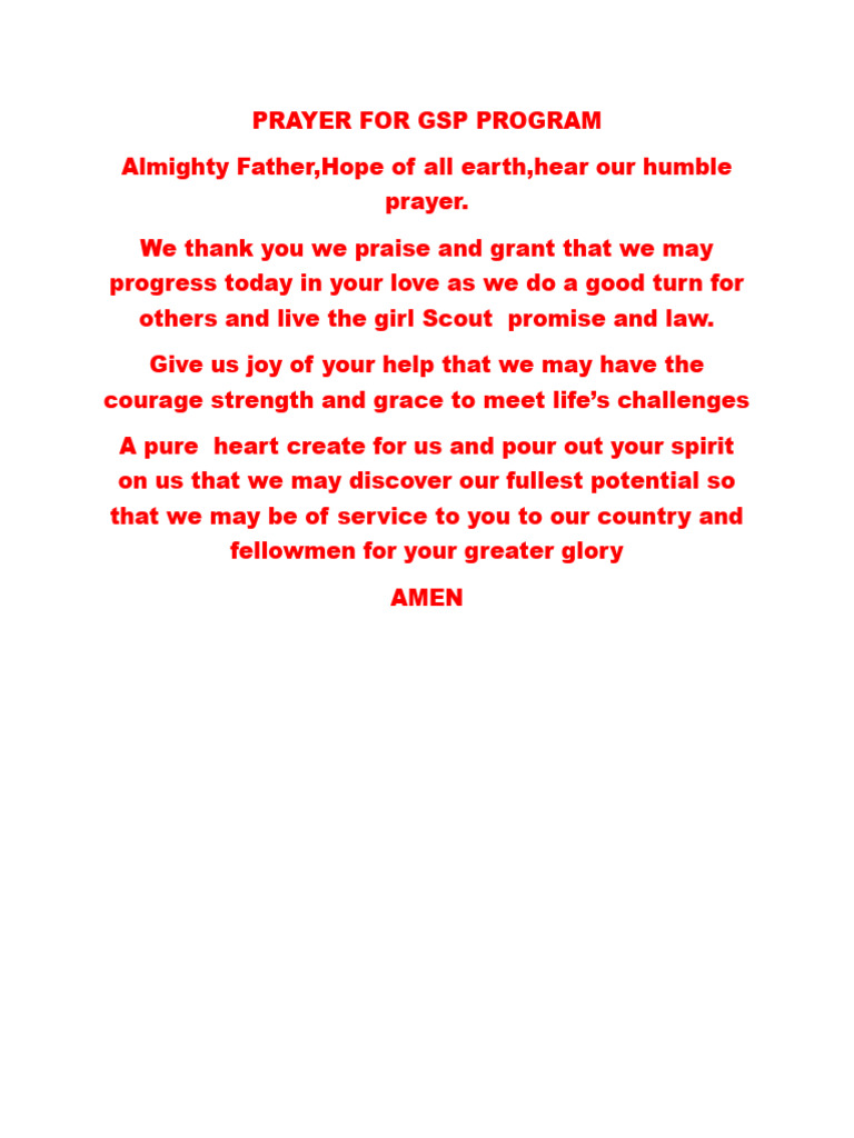 Prayer For GSP Program | PDF