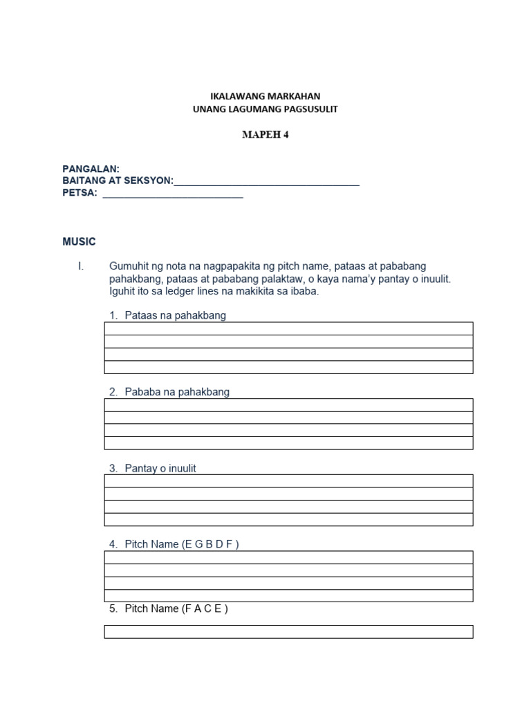 ST - Mapeh 4 - Q2 | PDF