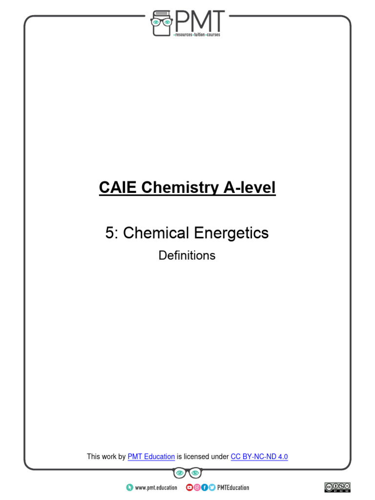 Definitions 5 Chemical Energetics CAIE Chemistry A Level | PDF ...