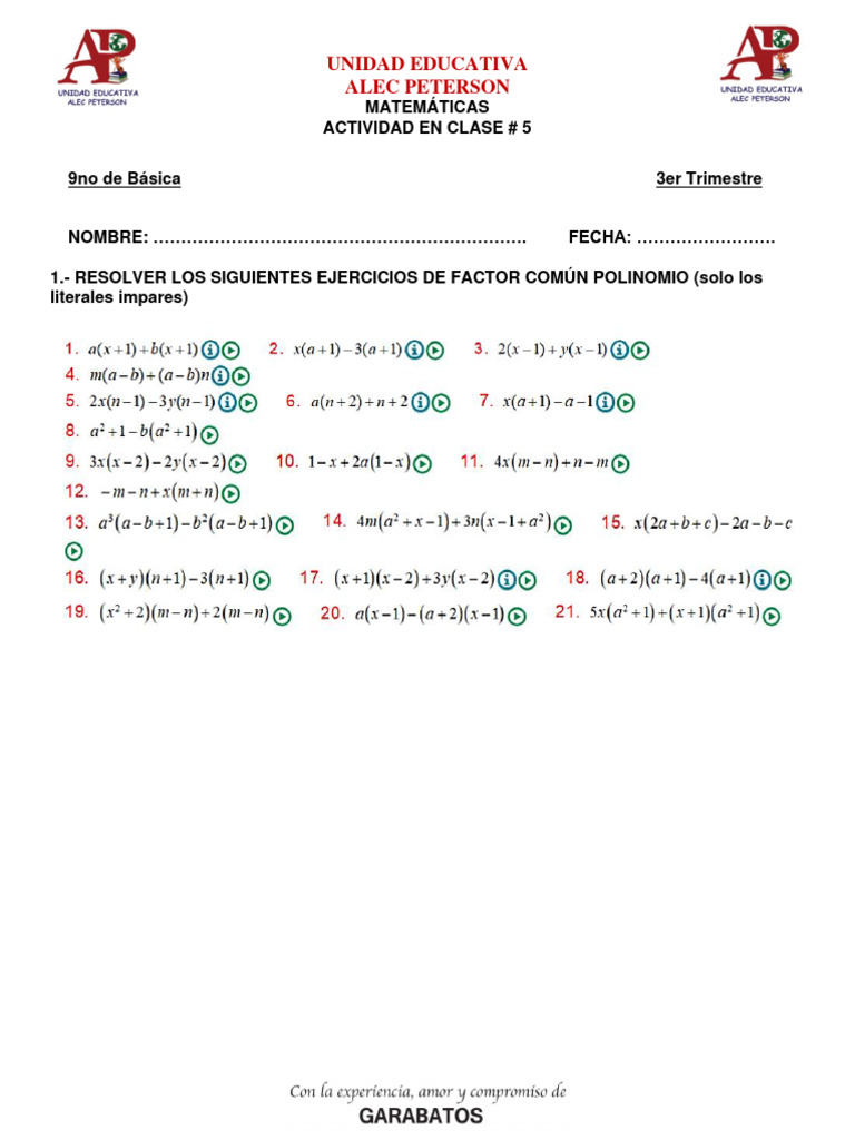 Actividad Clase 5 - Mate - 9no - 16 Enero | PDF