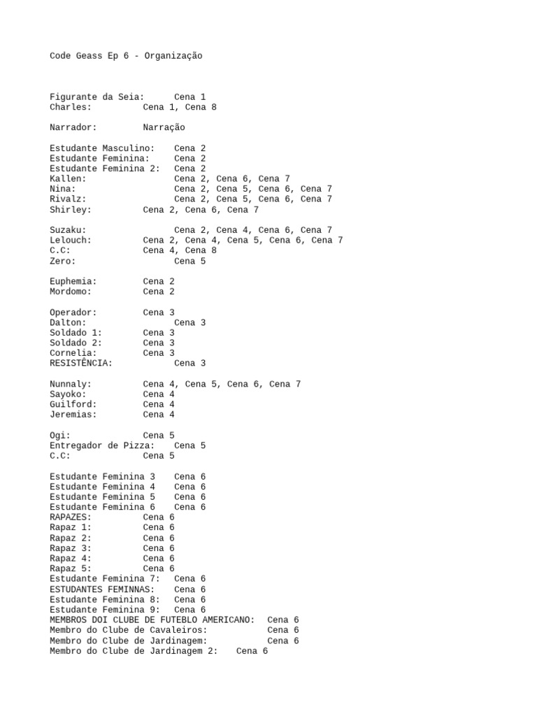 Code Geass Ep 6 - Organização | PDF