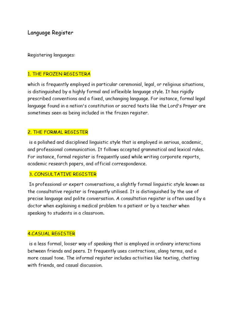 Language Register | PDF